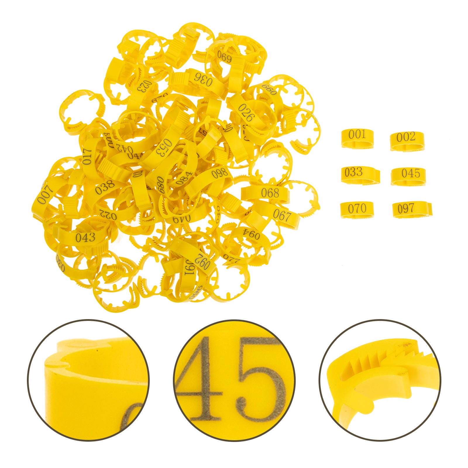 COSMOBETTY 100Pack Poultry Leg Bands Chicken Plastic Yellow Circular ...