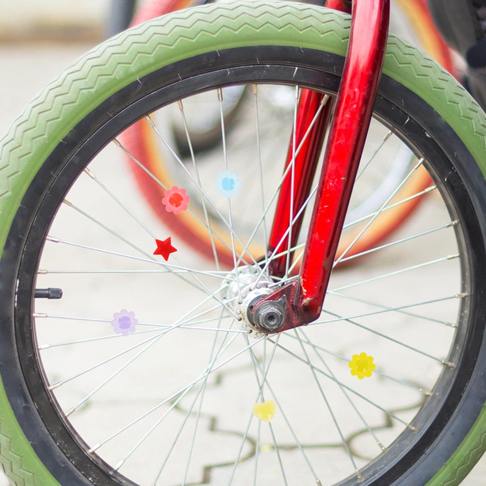 COSMOBETTY 120Pcs Colorful Design TPR Rubber Bicycle Beads for Night ...