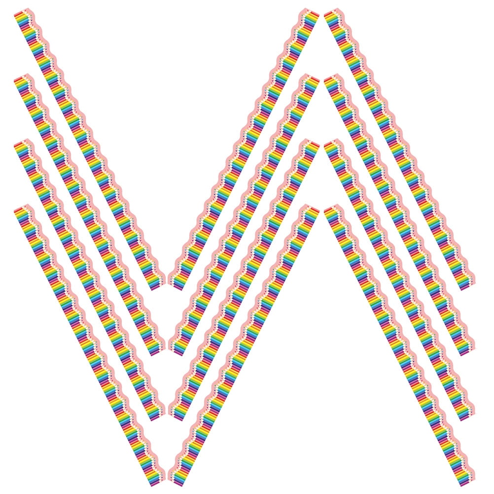 COSMOBETTY 12Pcs Multi-Colored Bulletin Board Border for Whiteboard 24. ...