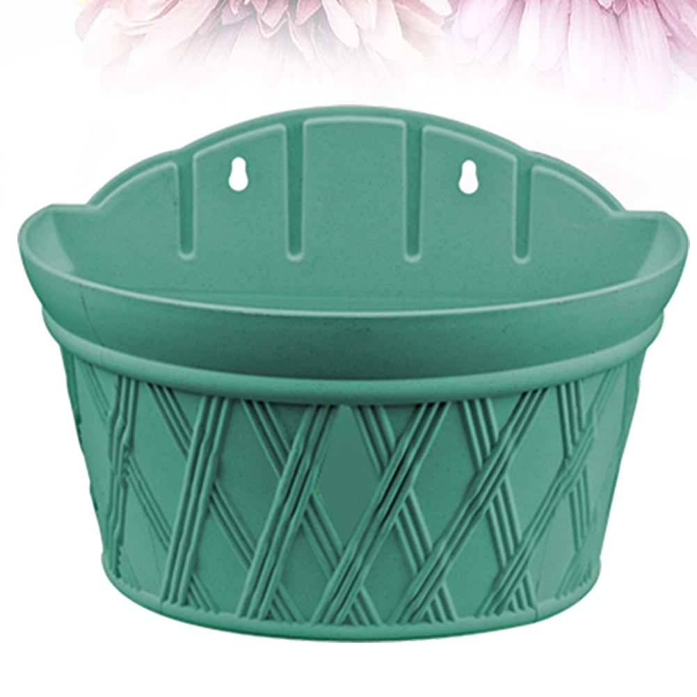 COSMOBETTY 1Pack Green PP Plastic Half Round Hanging Flower Pot For ...