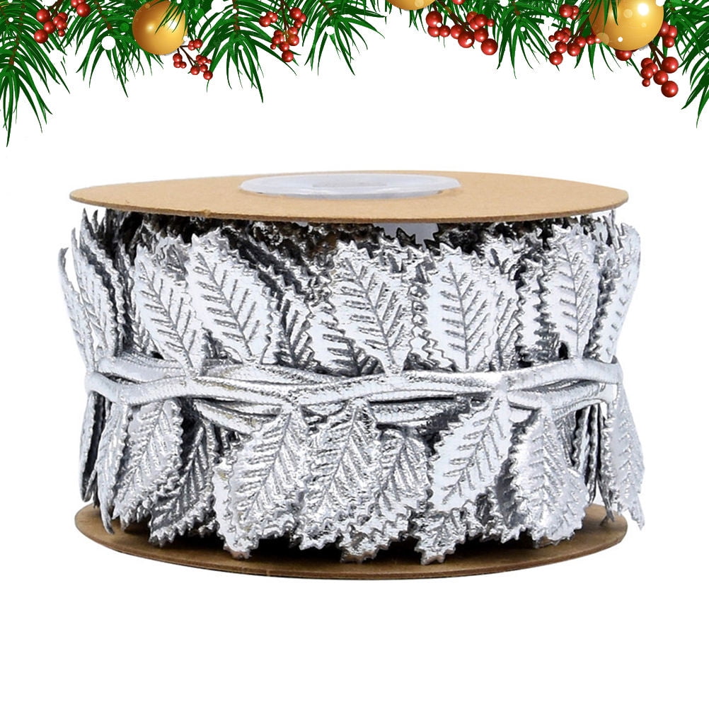 COSMOBETTY 1Pack Leaf Shape Ribbon Silver for Holiday and Crafting 10 ...