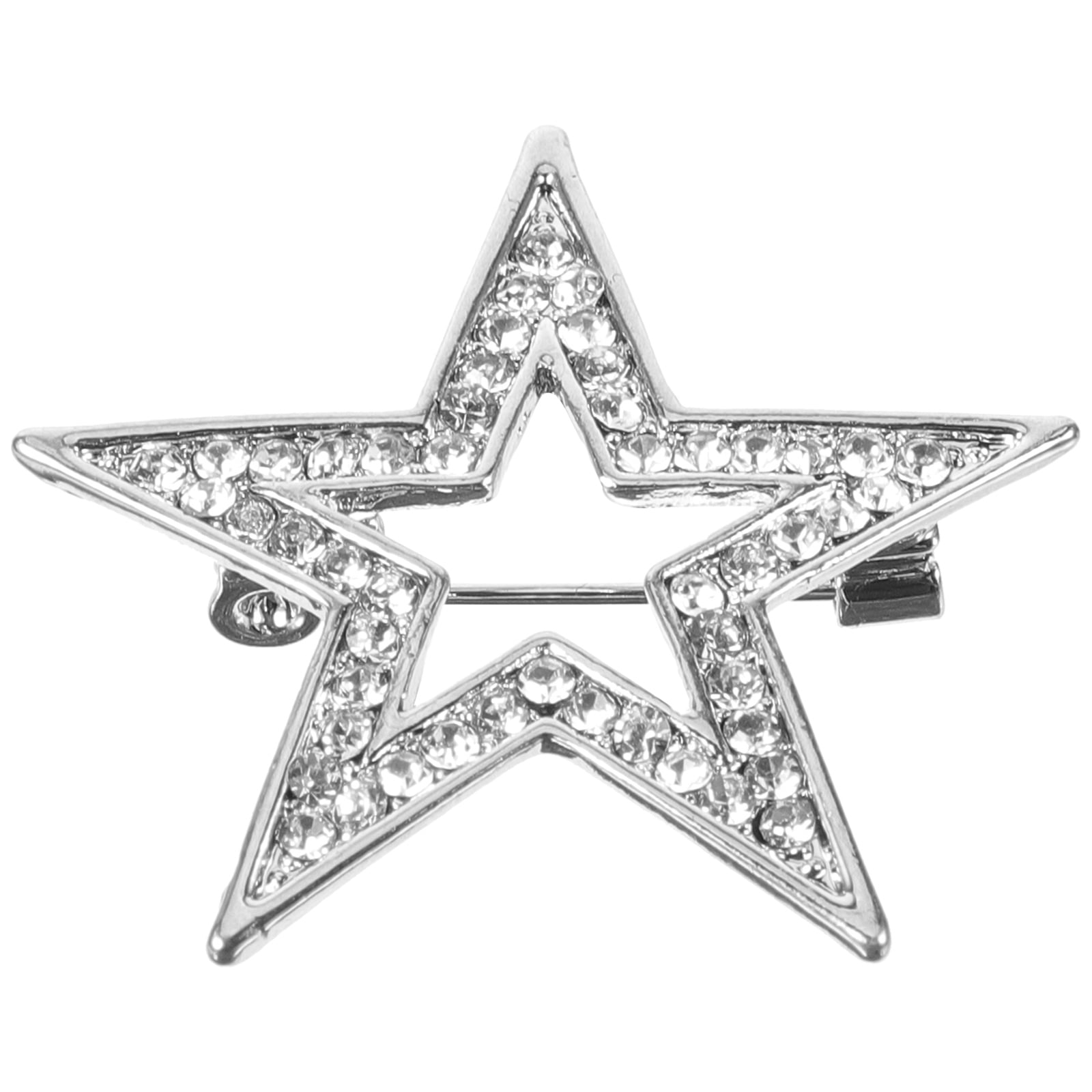 COSMOBETTY 1Pack Rhinestone Wedding Brooch Pin Silver Pentagram for ...