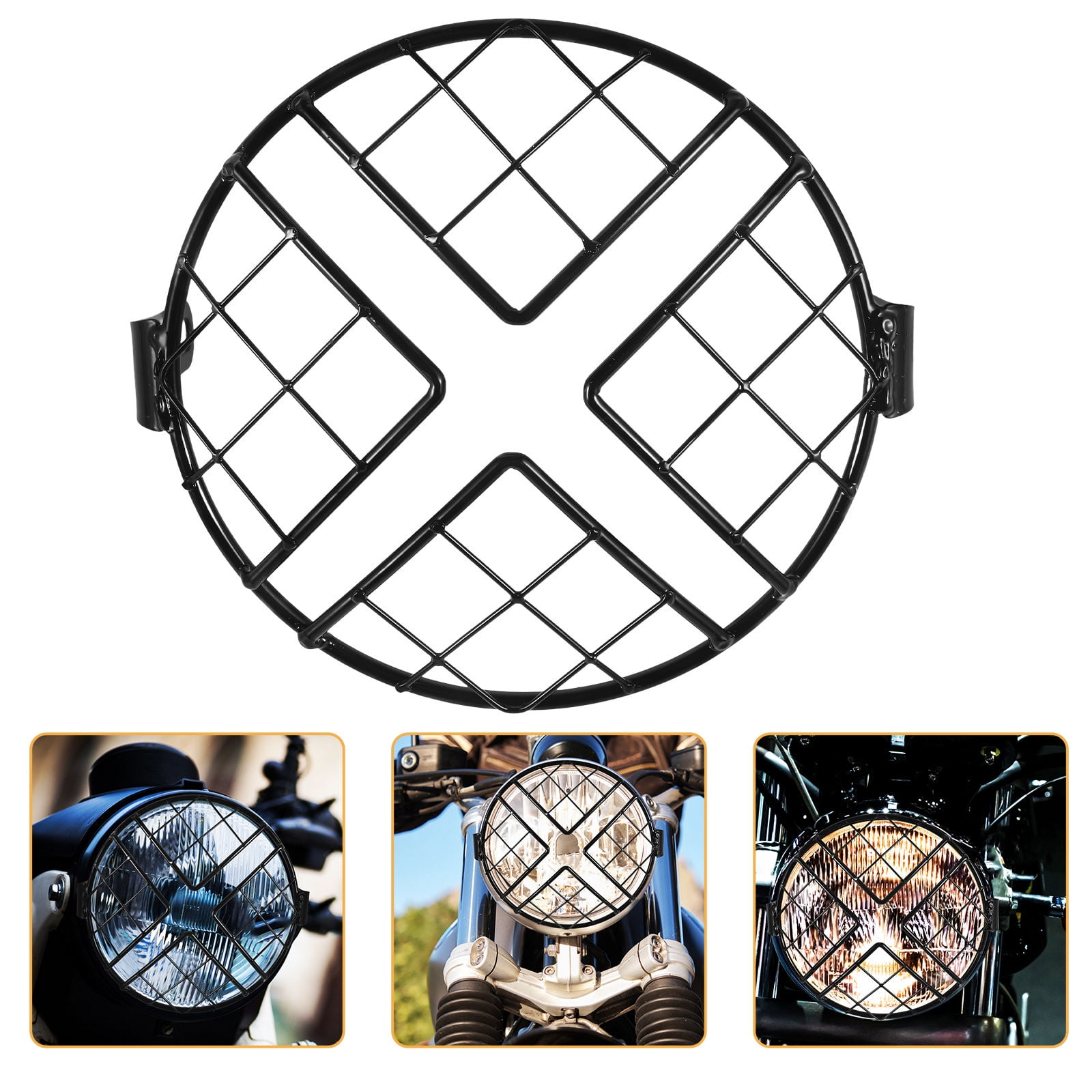 COSMOBETTY 1Pcs Black Metal Grid Design Headlight Protector Guard for ...