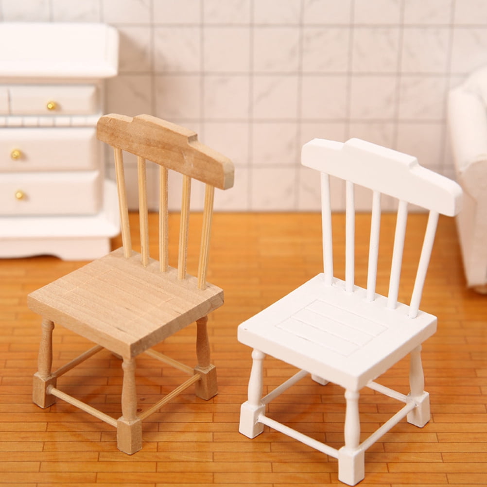 COSMOBETTY 1Pcs Dollhouse Chairs Mini Wood Chair for Children and ...
