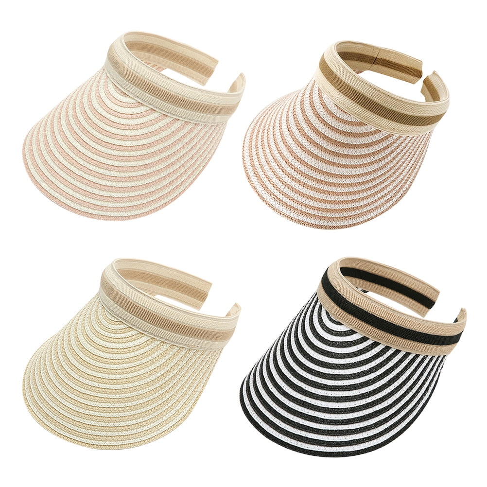 COSMOBETTY 1Pcs Travel Hat Sun Blocking Hat Beige Straw Empty Design ...