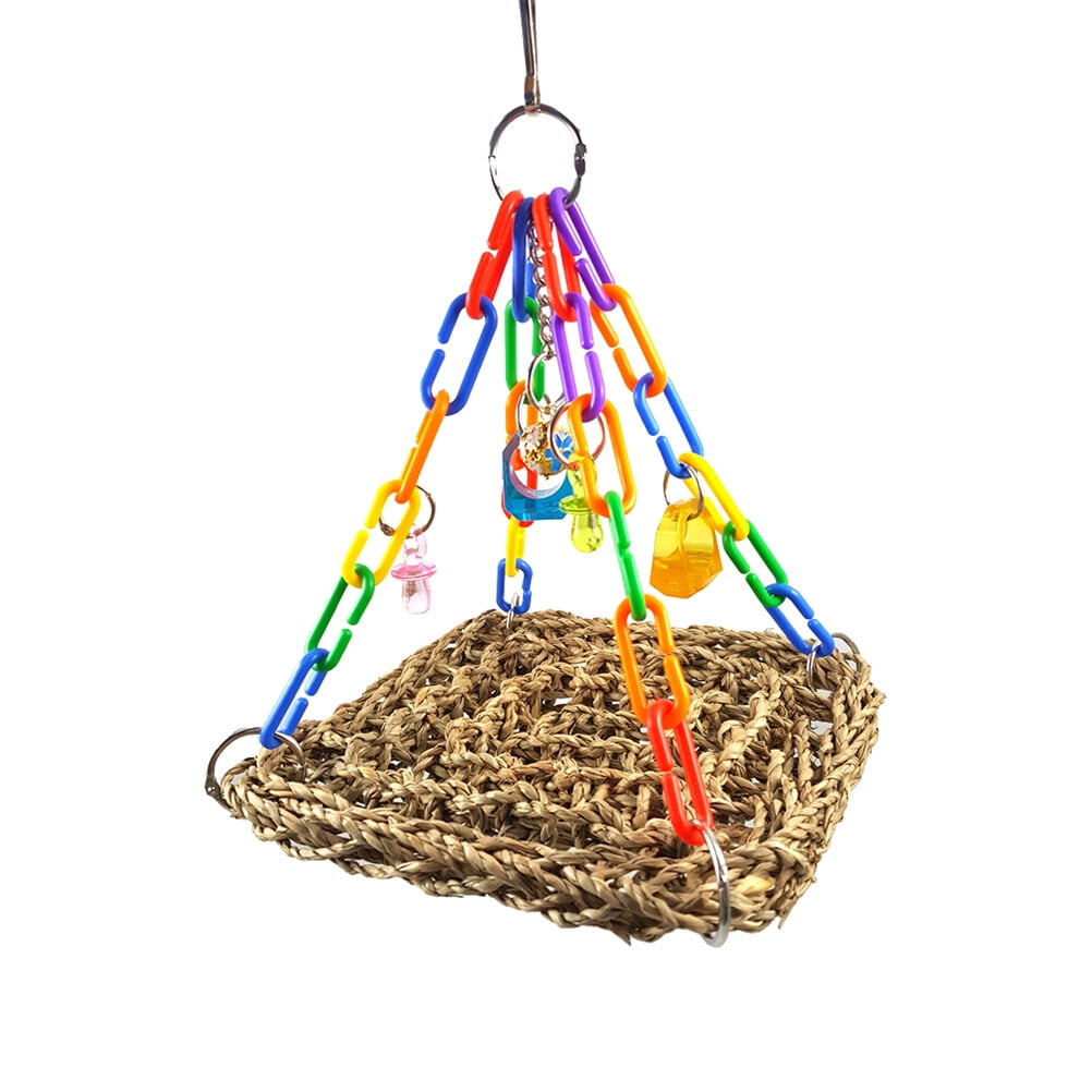 COSMOBETTY 1Set Birds Parrot Swing Toys Natural Bird Hammock Grass ...