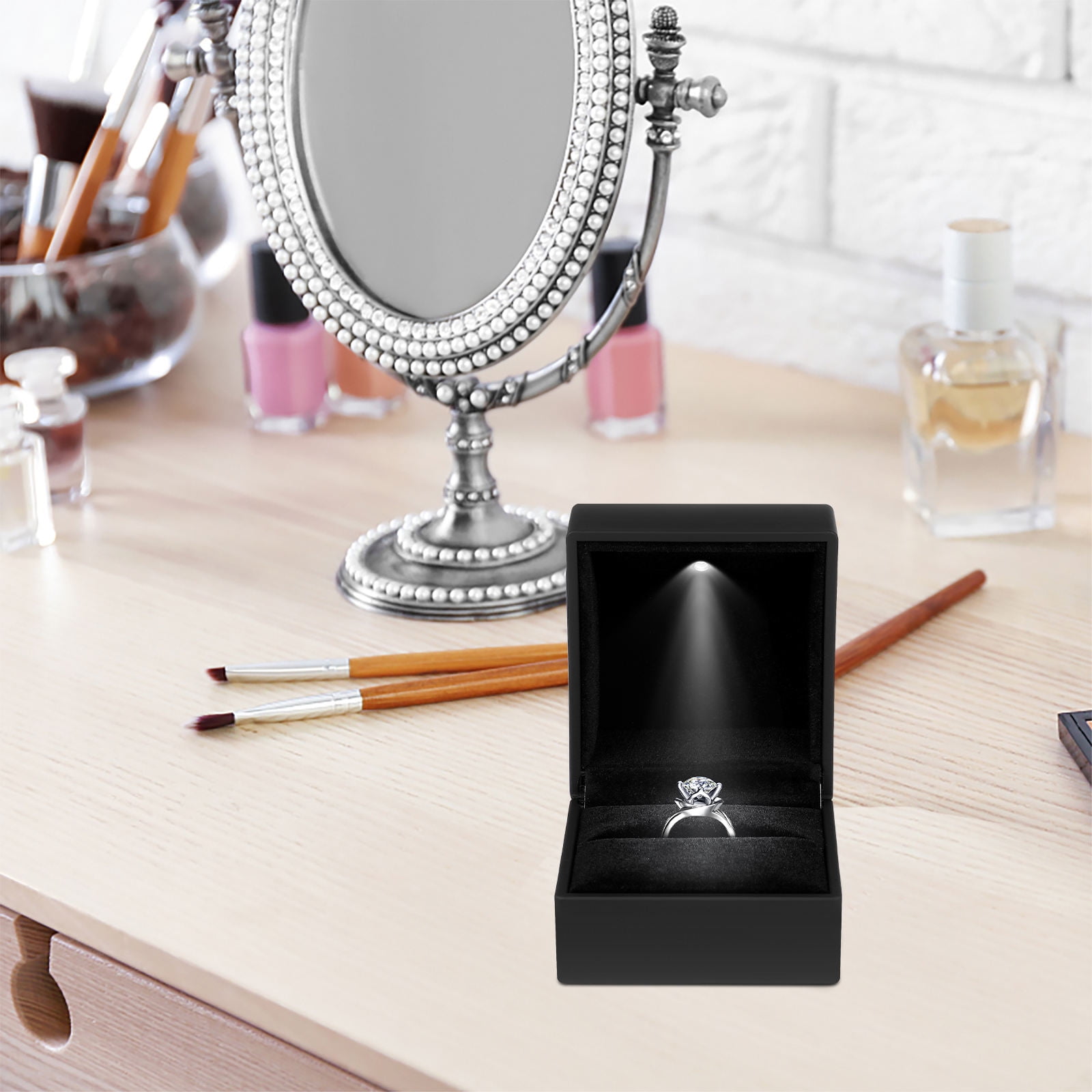COSMOBETTY 1Set Bridal Proposal Box with White LED Light Rectangular ...