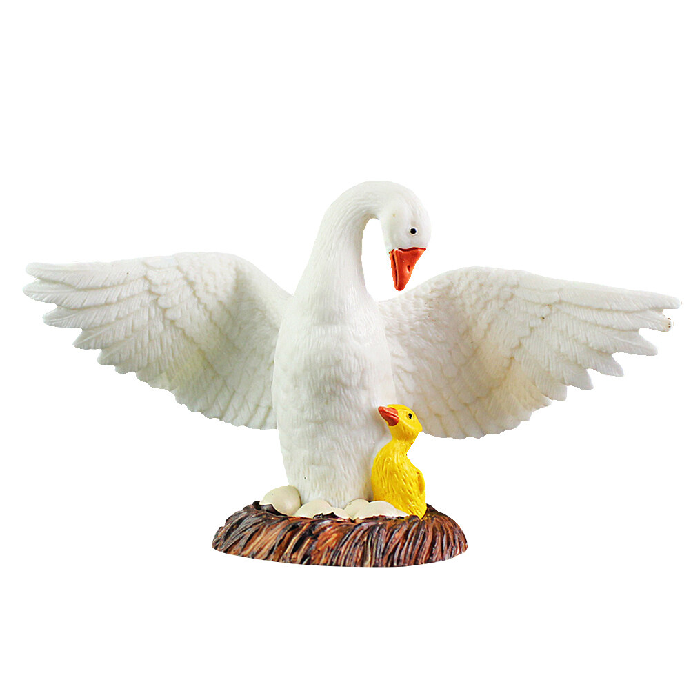 COSMOBETTY 1Set Swan and Duck Model White Plastic Toy Farm Animals for Children Educational ...