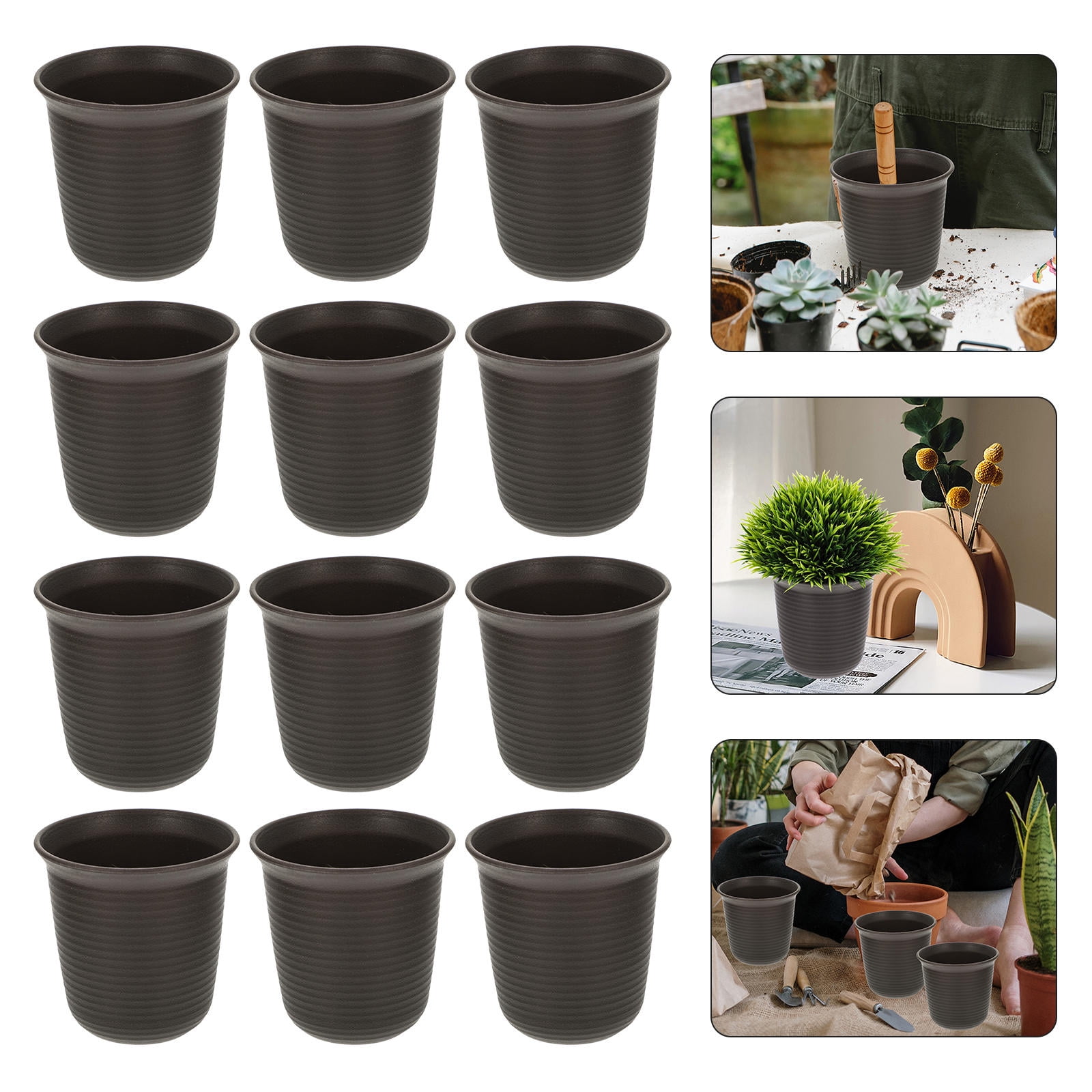 COSMOBETTY 20Set Indoor Flower Pots Resin Green With Wave Pattern For ...