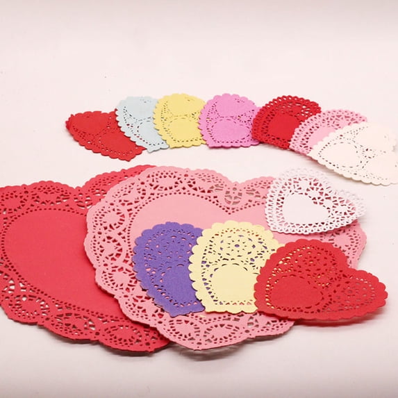 COSMOBETTY 250Pcs Pink Heart Shaped Paper Doilies For Wedding And ...