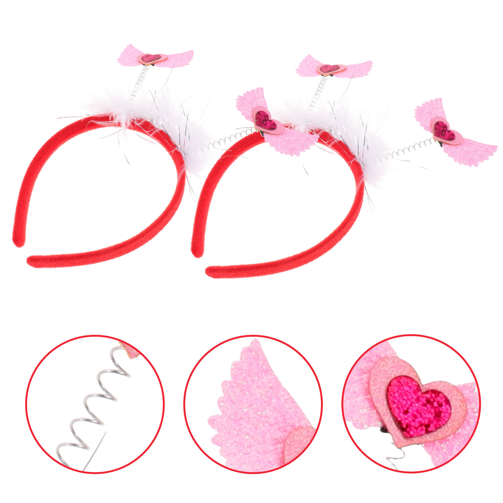 COSMOBETTY 2Pack Pink Cloth Headbands for Valentine's Day Wedding Party ...