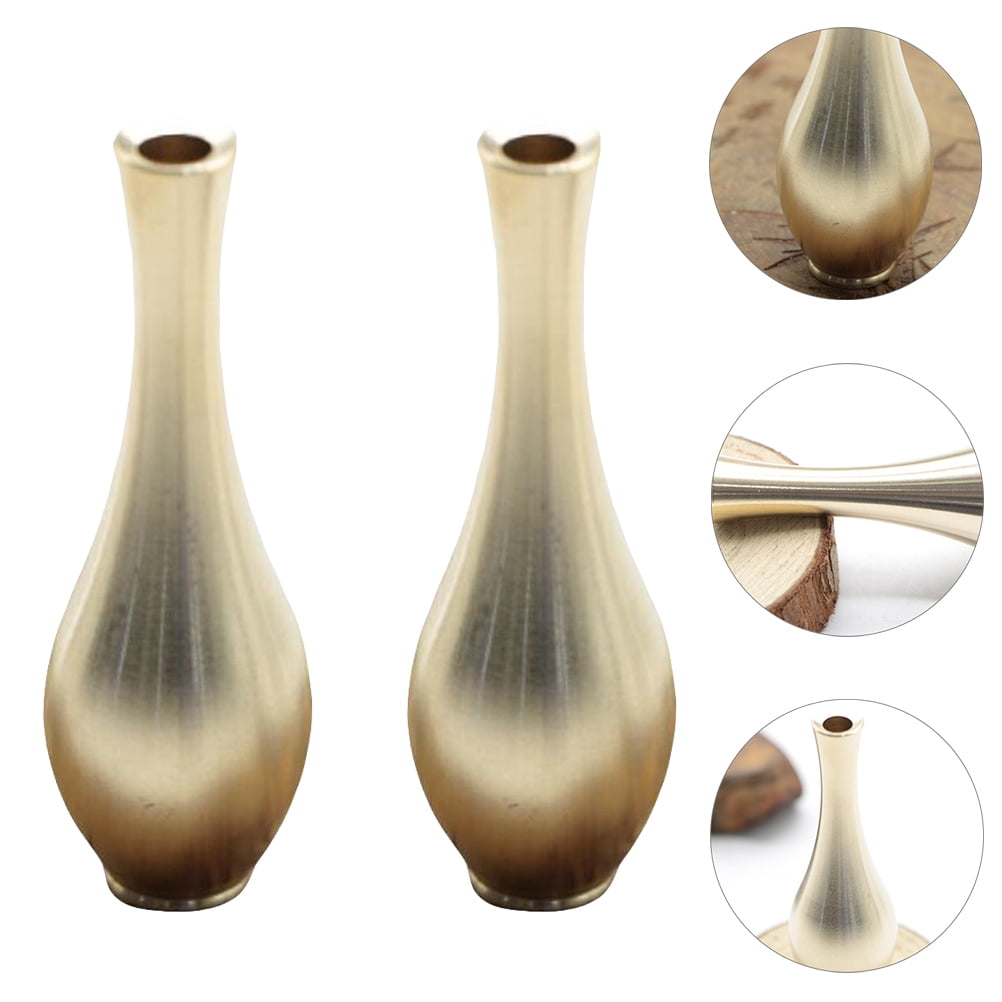 COSMOBETTY 2pcs Mini Pure Brass Vases Decorative Desktop Flower Holders ...