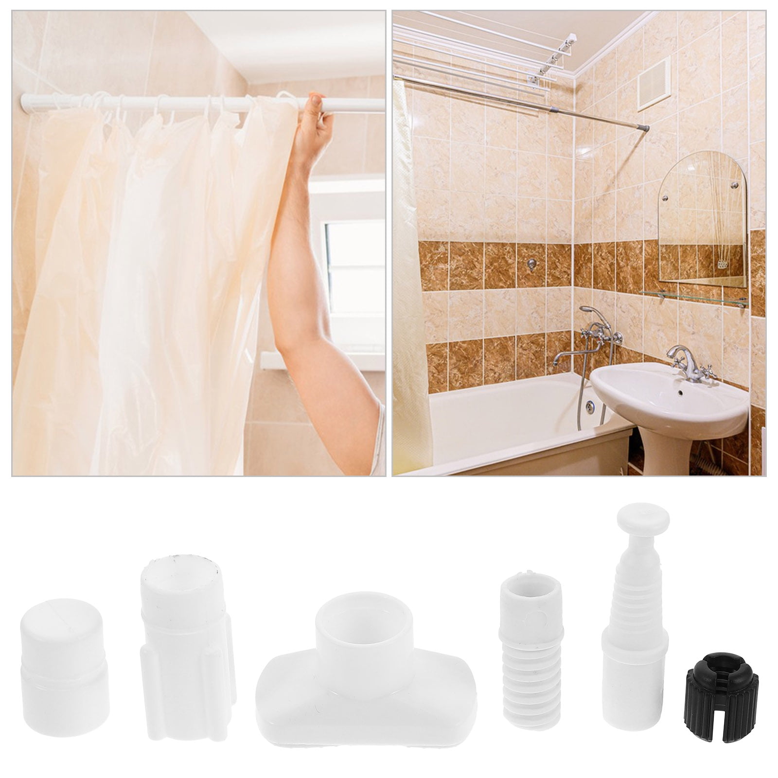 COSMOBETTY 4 Sets Curtain Rod End Caps White Plastic for Window Drapery ...