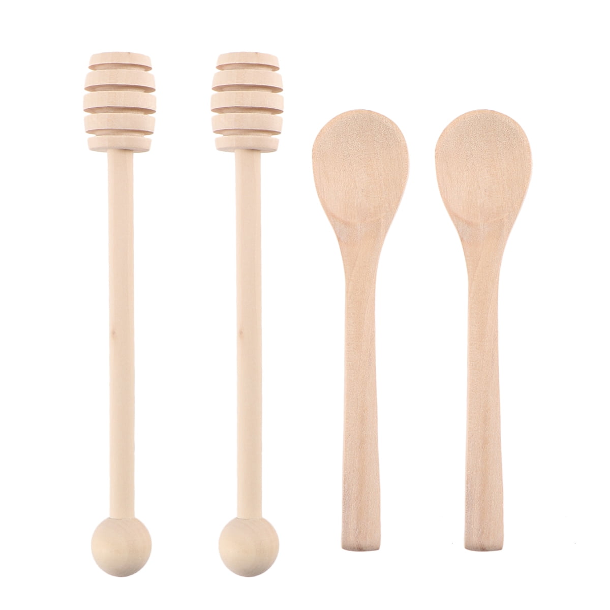 COSMOBETTY 4PCS Light Yellow Wooden Honey Dipper Sticks for Easy Honey ...