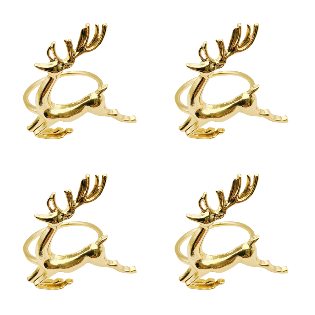 COSMOBETTY 4Pcs Golden Elk Shape Napkin Rings Alloy Elegant Table ...