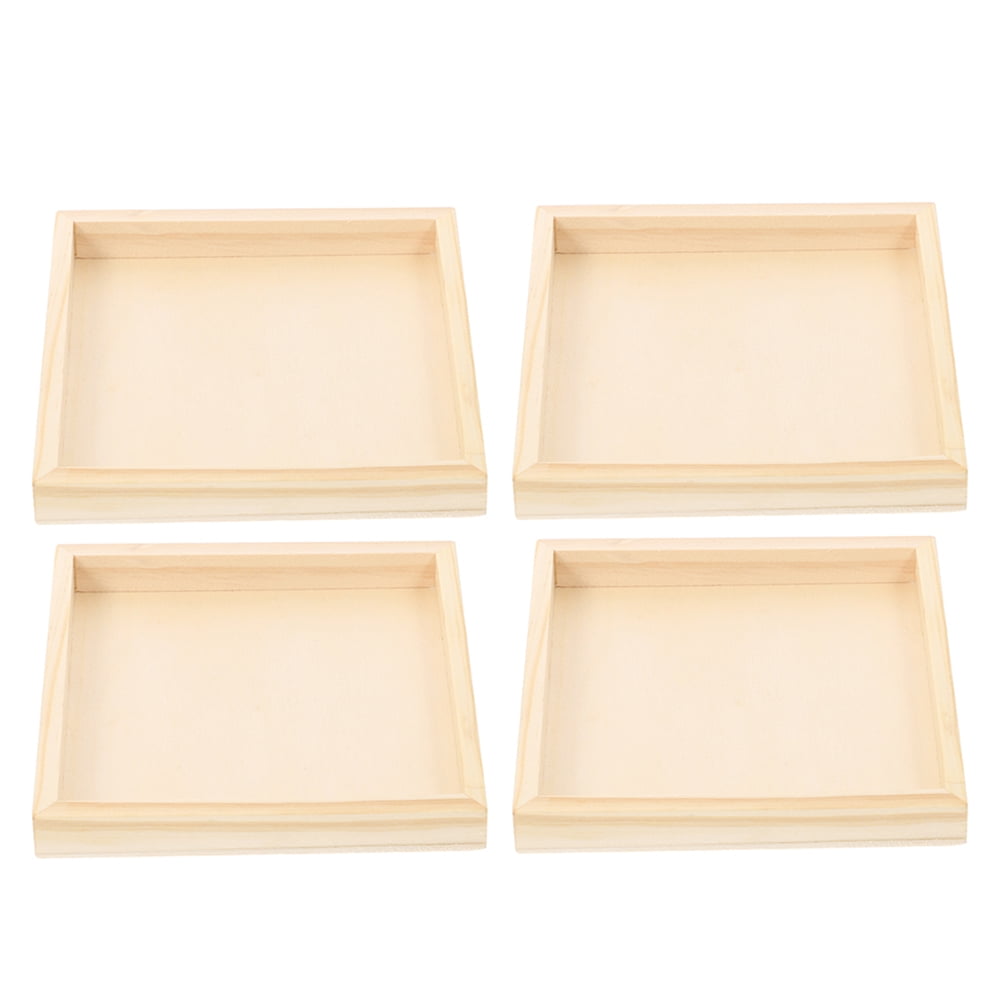 COSMOBETTY 4Pcs Wooden Storage Trays Square Tray For Practical Design ...