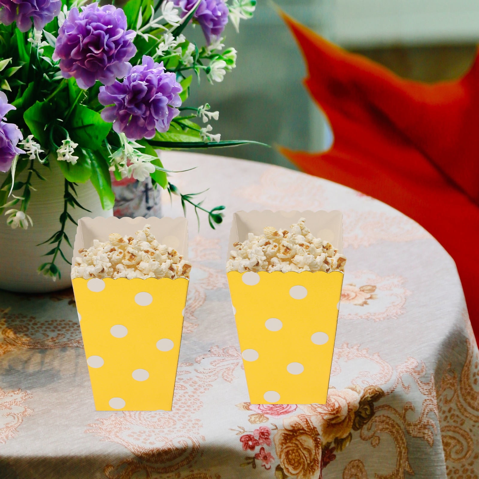 COSMOBETTY 50Pcs Party Popcorn Boxes Golden Cardboard Scalloped ...