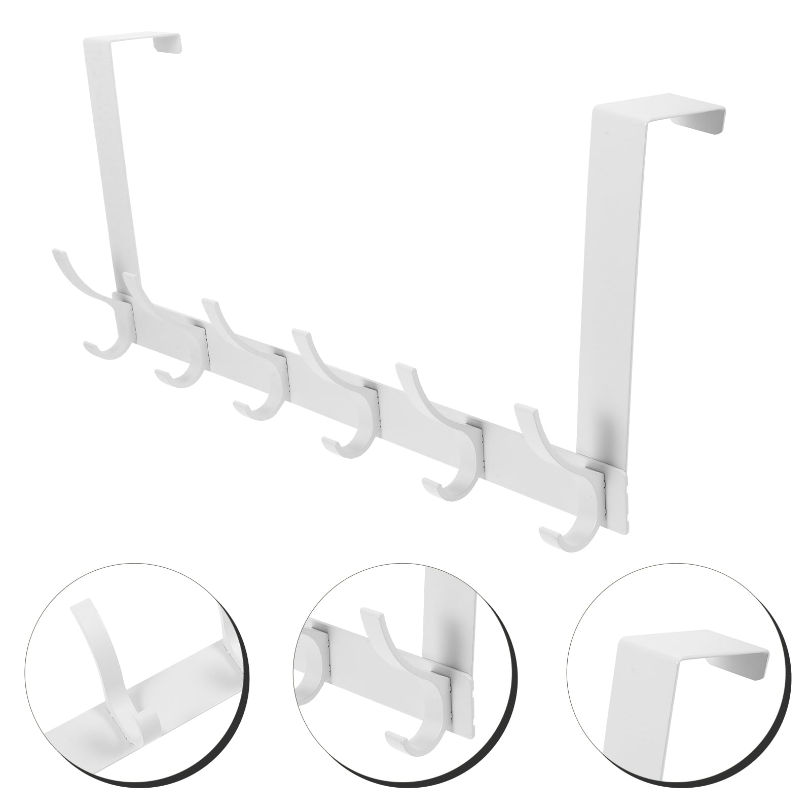COSMOBETTY 6 Hooks Over The Door Hanging Hook White No Drilling For ...