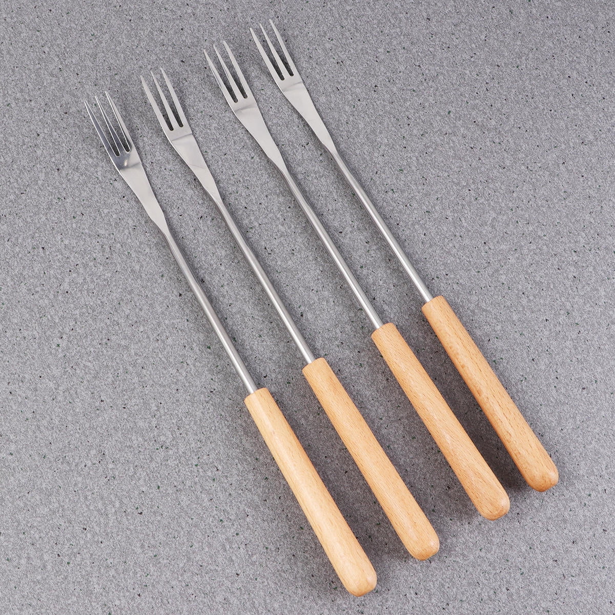 COSMOBETTY 6Pcs Barbecue Fork Carving Stainless Steel Wood Handle For ...