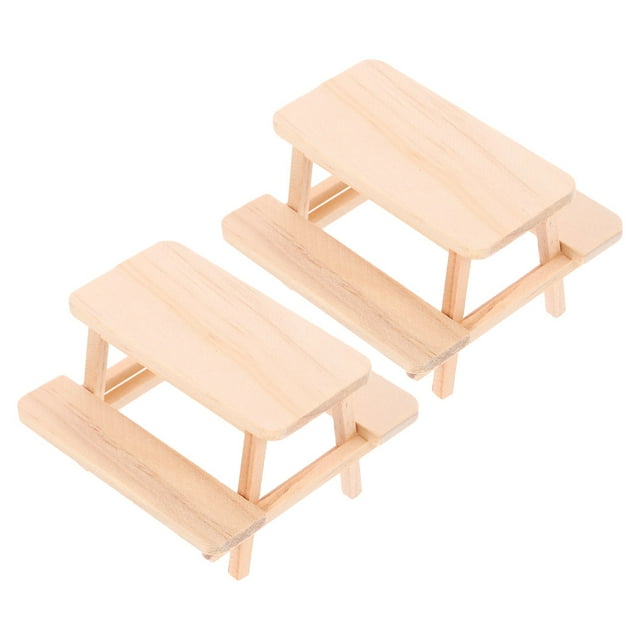 COSMOBETTY 8Pack Miniature End Tables Khaki Wood Square Table And Chair ...