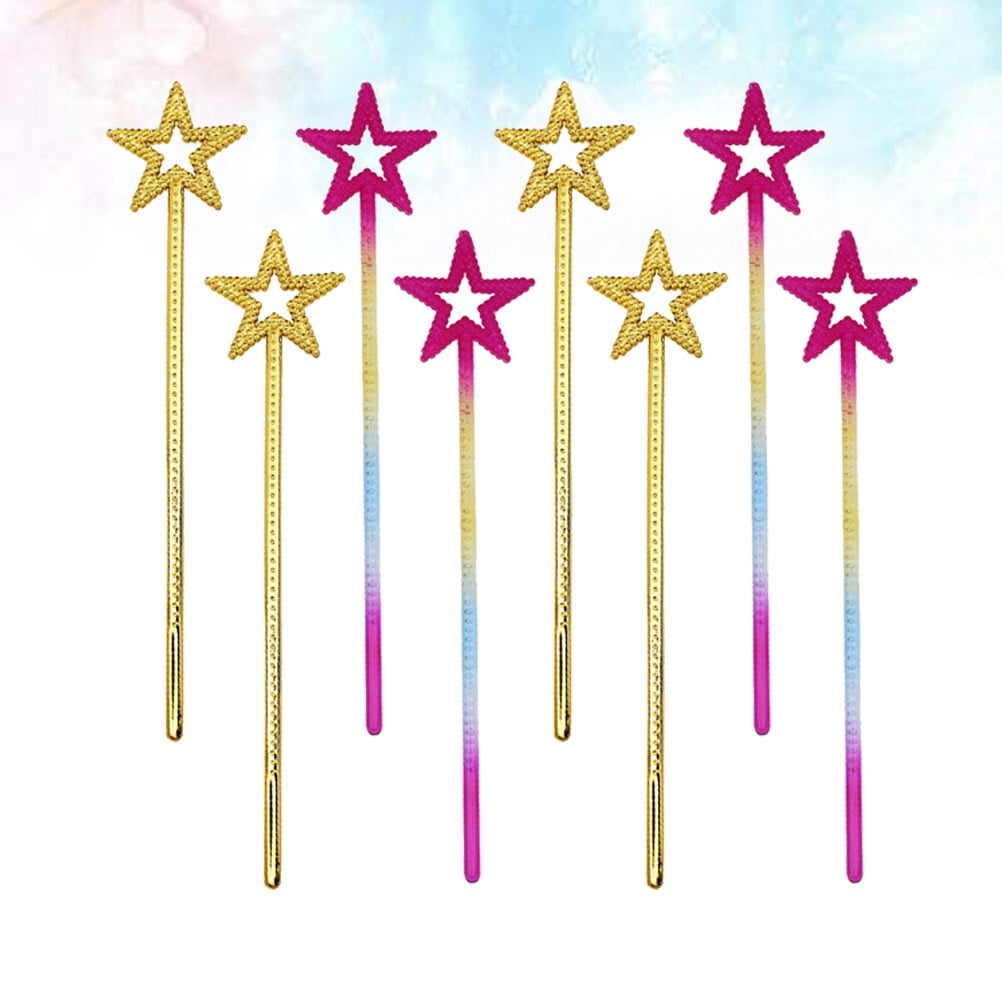 COSMOBETTY 8Pcs Star Shape Wands Golden Iridescent Plastic for Girls ...