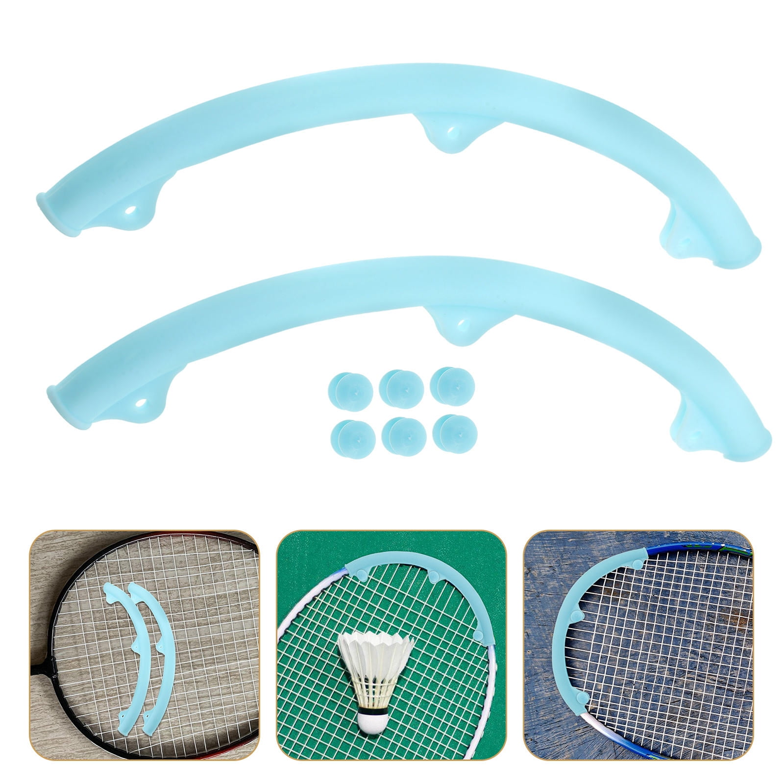 COSMOBETTY Badminton Racket Training Cover 1 Pair Curved Sky-Blue ...