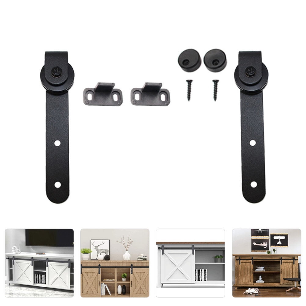 COSMOBETTY Barn Door Floor Guide 1Set Black Color Sliding Door Fittings ...