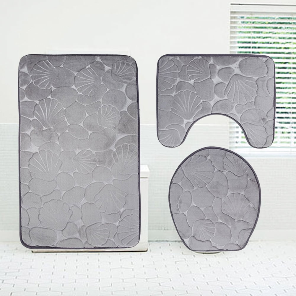 COSMOBETTY Bathroom Toilet Cover Set 3Pieces UShape Flannel Nonslip ...