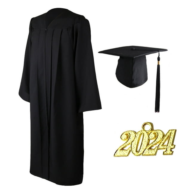 COSMOBETTY Black Graduation Gown Set with Tassel for Adults High School ...
