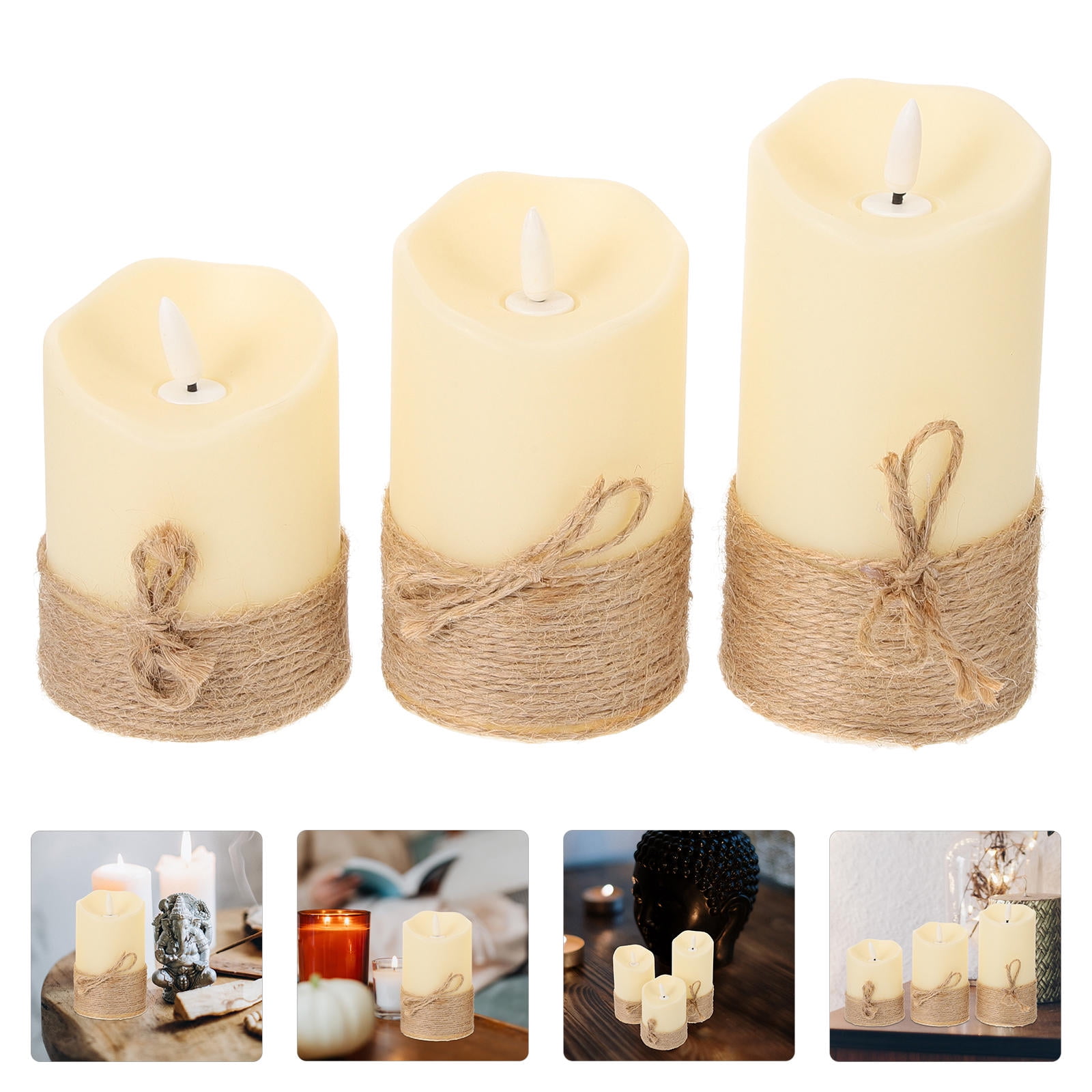 COSMOBETTY Blue LED Candle Lamps for Decoration Smokeless and Made of ABS and Paraffin Wax 3 ...