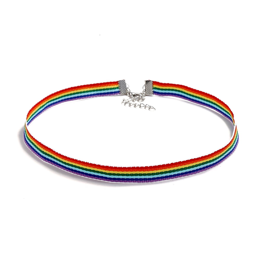 COSMOBETTY Chain Choker Necklace 1Pack Rainbow Colorful Alloy Design ...
