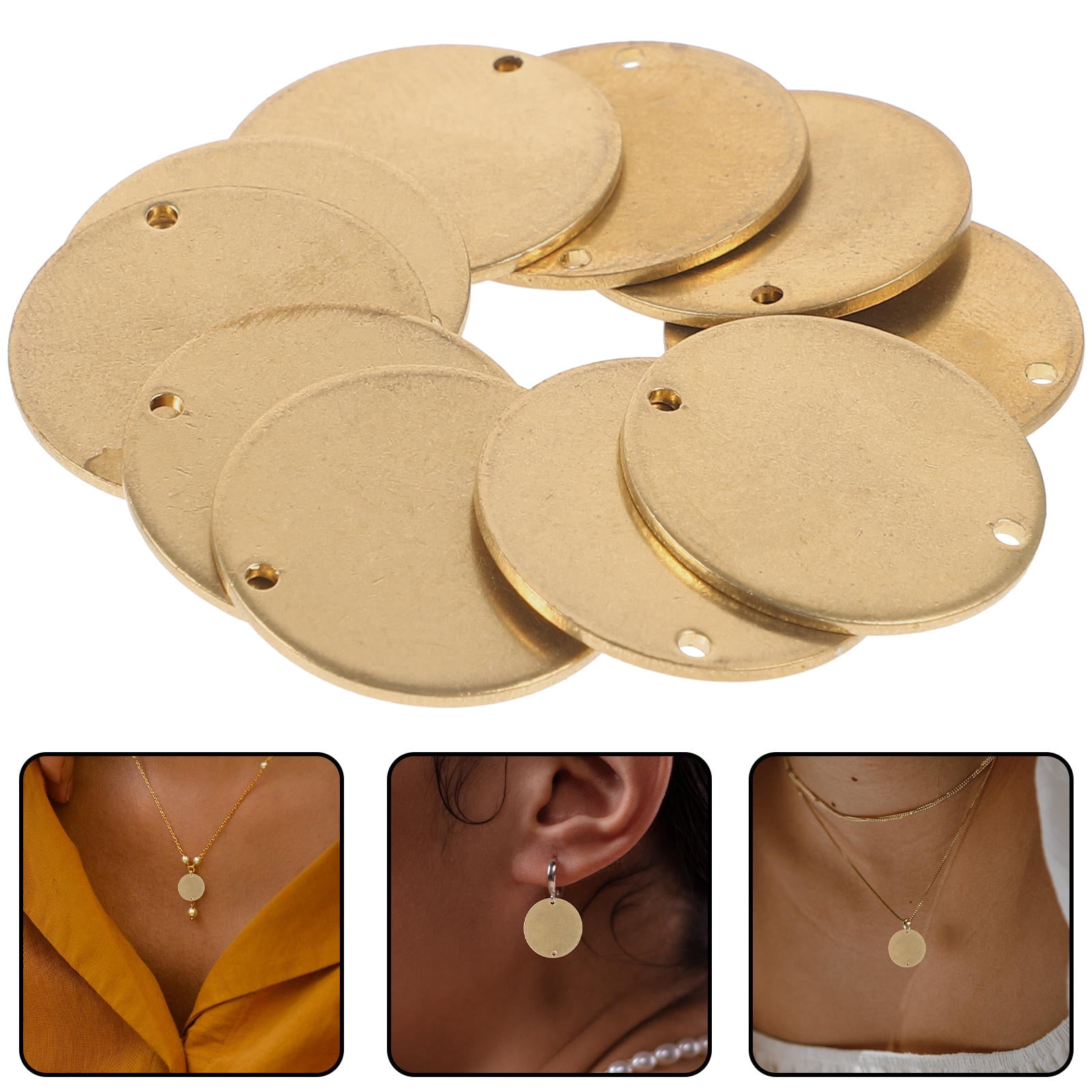 COSMOBETTY Copper Tag 10Pcs Golden Round Metal Tags for Labeling Diy ...