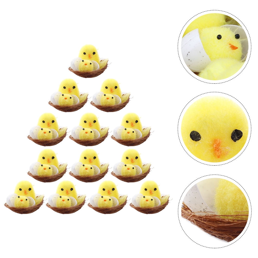 COSMOBETTY Easter Chick Decor Simulation Mini Chicks Home Desktop Decor ...