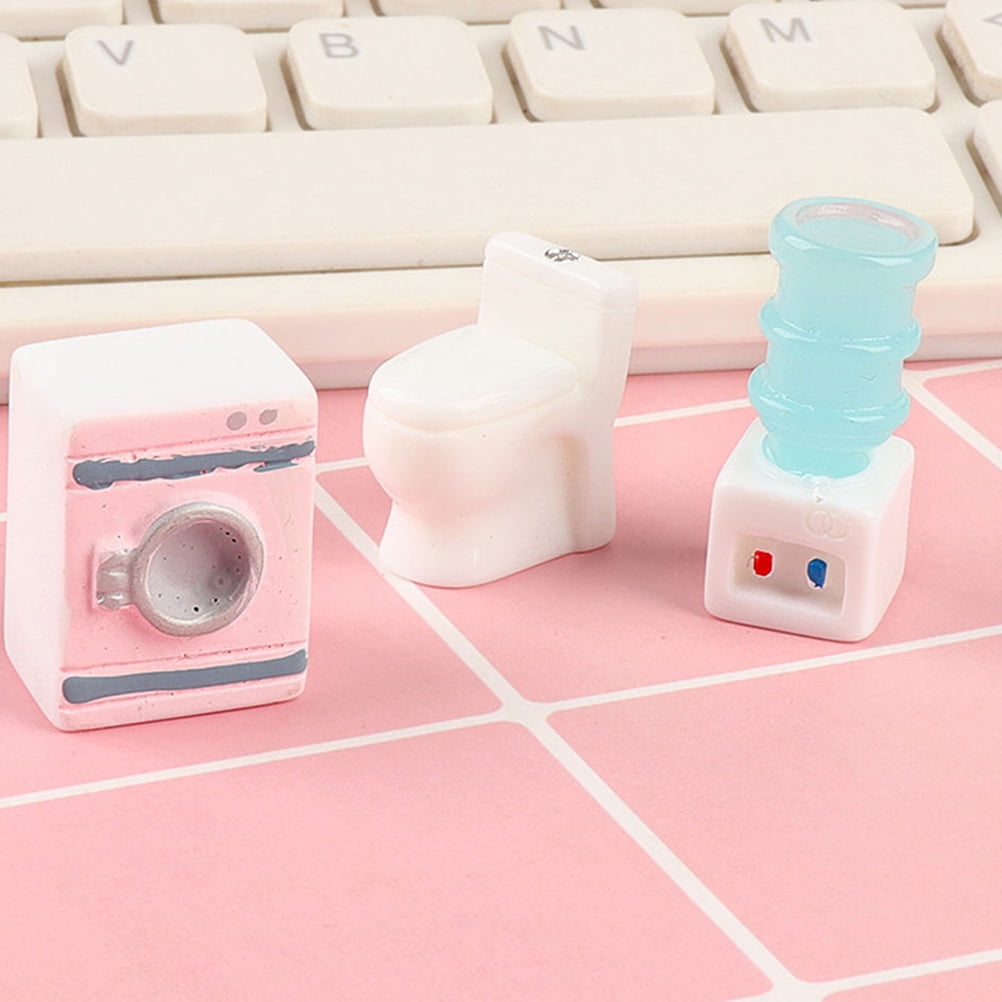 COSMOBETTY Miniature Washing Machine and Toilet Set in White 1Set for ...