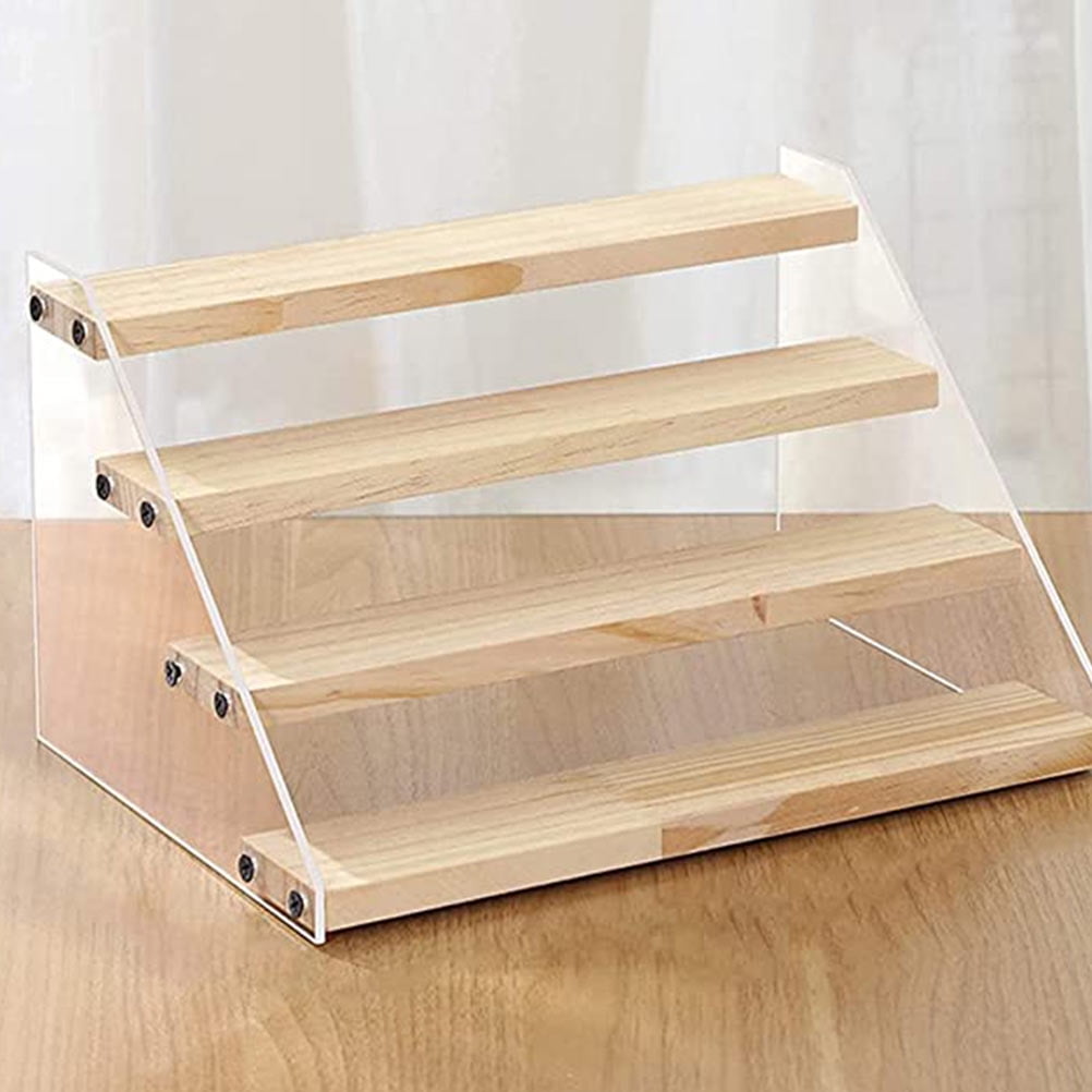 COSMOBETTY Multi Layer Display Shelf Stepped Display Rack Wood 30x21 ...
