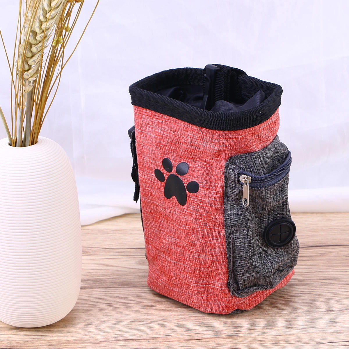 COSMOBETTY Pet Treat Pouch 1Pcs Red Oxford Cloth for Small Dogs with ...