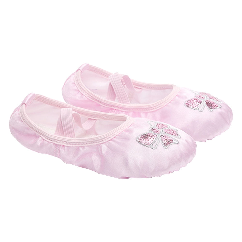 COSMOBETTY Pink Ballet Practice Shoes Suede for Kids Pair - Walmart.com