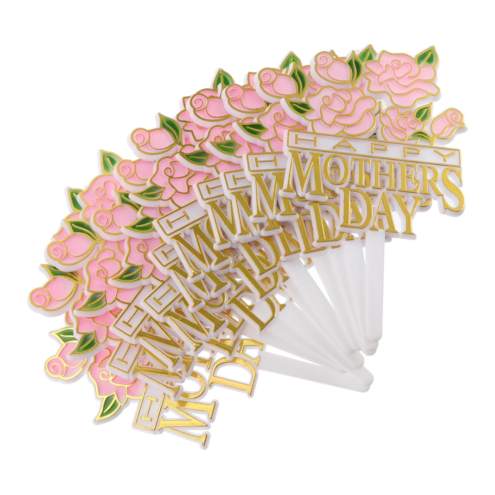 COSMOBETTY Pink Mother's Day Cake Topper Set with Rose Design for Party ...