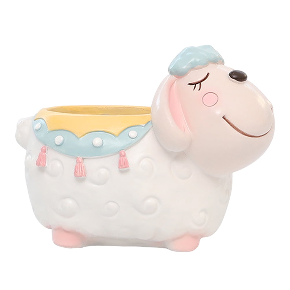 COSMOBETTY Plant Pot Lamb Garden Pot Flower Pot Sheep Resin Lamb Shaped ...