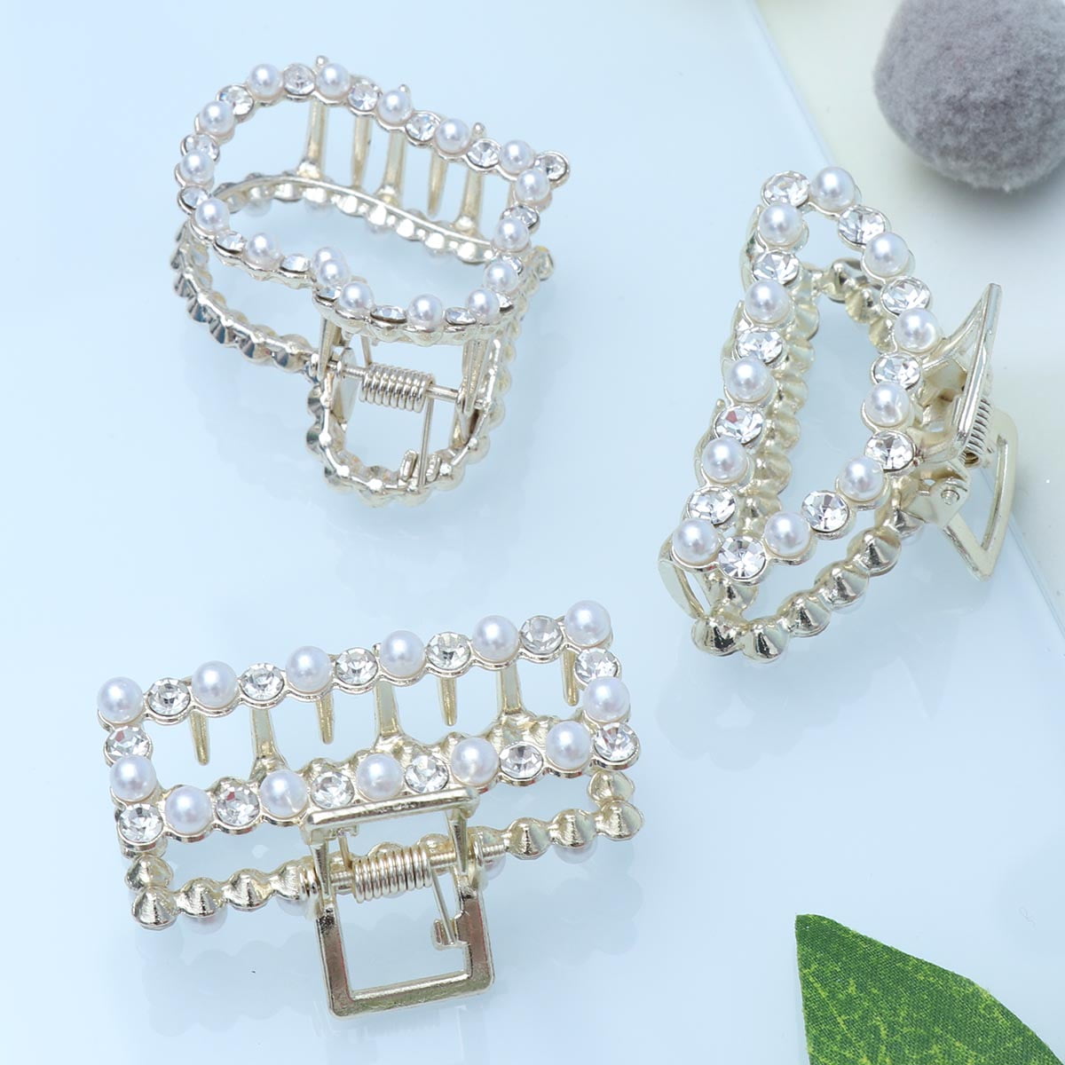 COSMOBETTY Rectangular White Snap Hair Clips 3Pcs for Women's Everyday ...