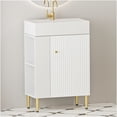 COSMOS 21.6 Inch White Open Shelf Bathroom Vanity with Ceramic Sink ...