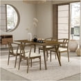 COSMOS 5-Piece Modern Dining Table Set with 4 Chairs, Walnut Brown ...
