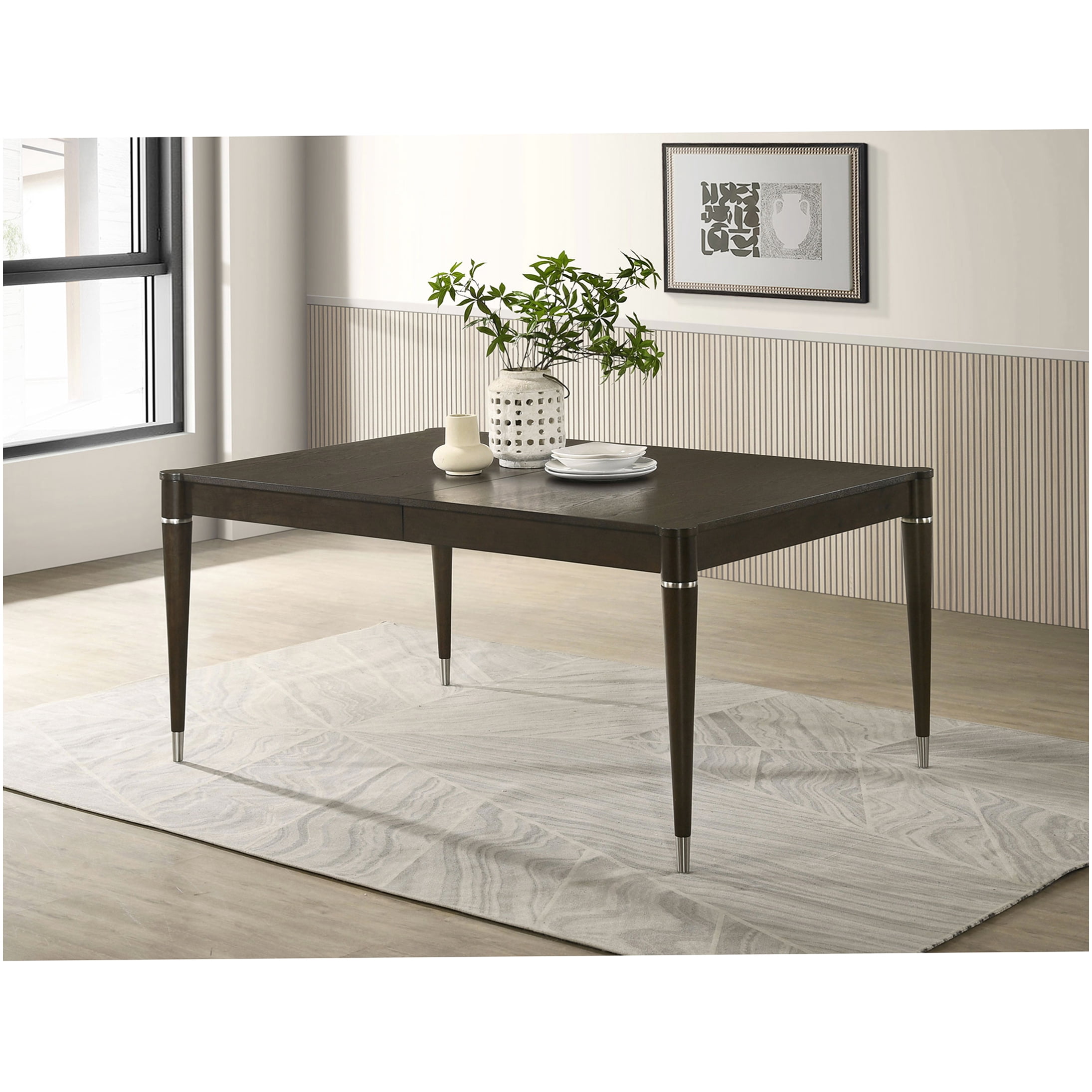 COSMOS Ash Brown Expandable Dining Table for 6-8, Transitional Style ...