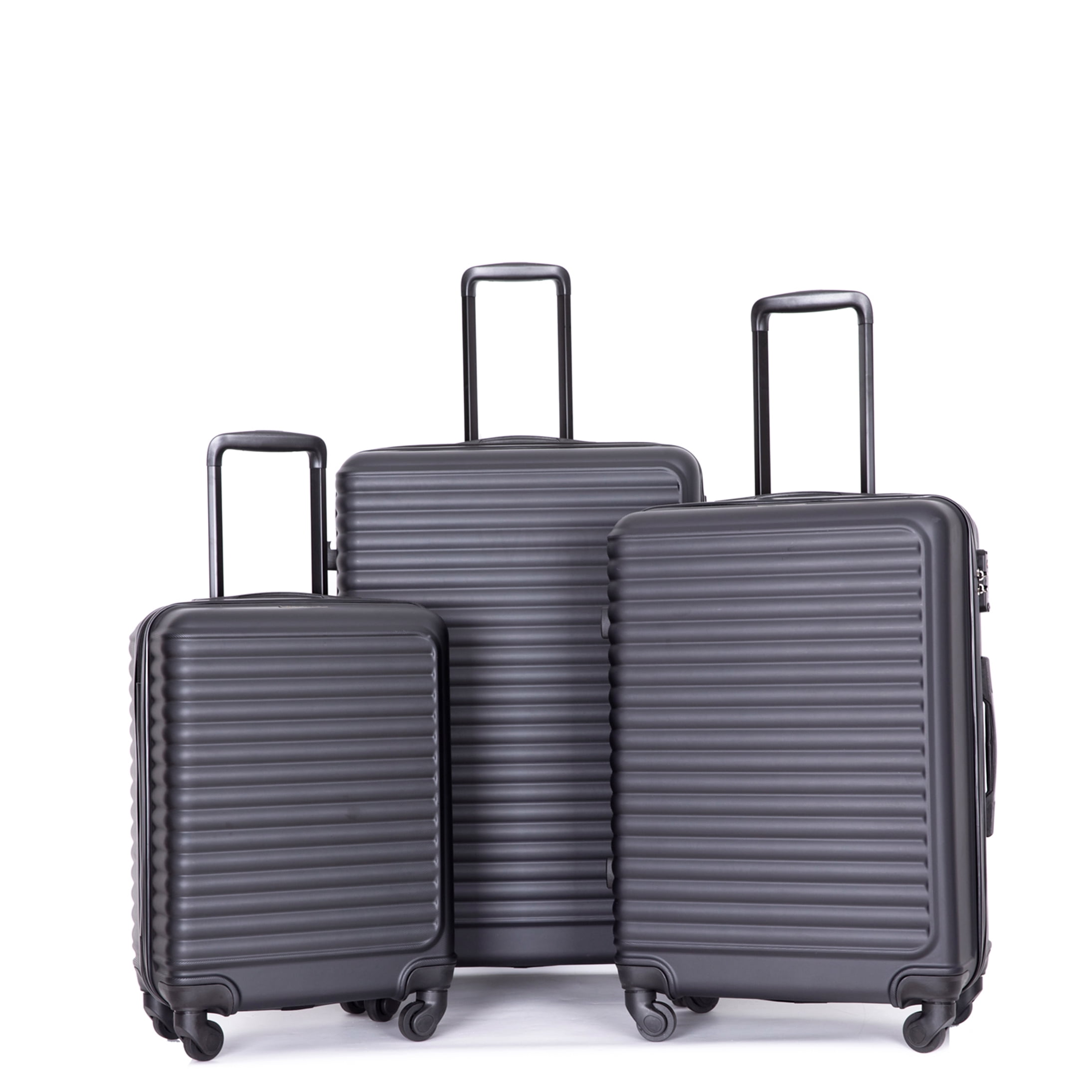 COSMOS Black ABS Hardshell Luggage Set with Spinner Wheels, 3-Piece TSA ...