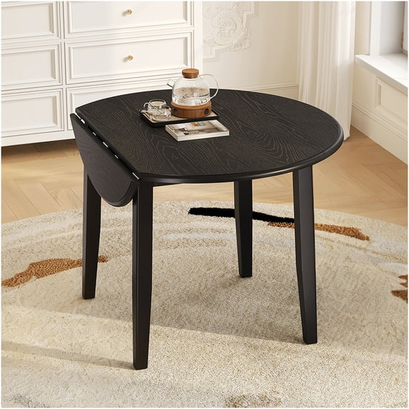 COSMOS Black Expandable Round Dining Table, 2-4 Person Space Saving ...
