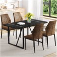 COSMOS Black Faux Wood Grain Dining Table Set with 4 Upholstered Shell ...