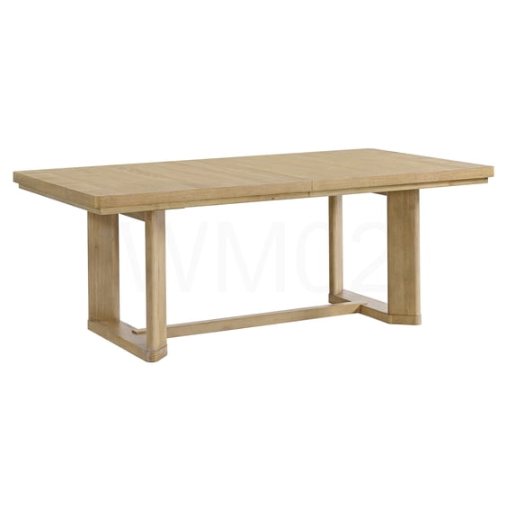 COSMOS Expandable Brown Wood Trestle Dining Table with Leaf, Modern ...