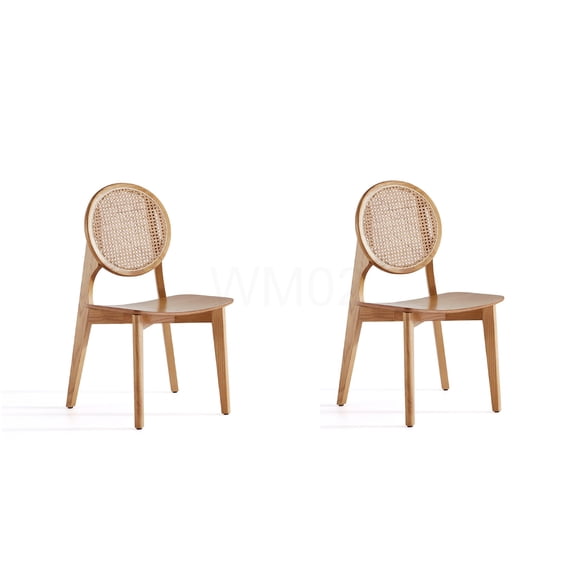 COSMOS Modern Natural Cane Dining Chairs, Set of 2 Solid Ash Wood Fully ...