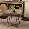 COSMOS Modern Round Dining Table for Small Spaces, Brown Wood-Look Top ...