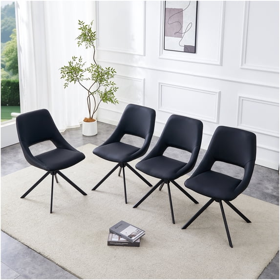 COSMOS Modern Swivel Dining Chairs Set of 4, High Back PU Leather ...